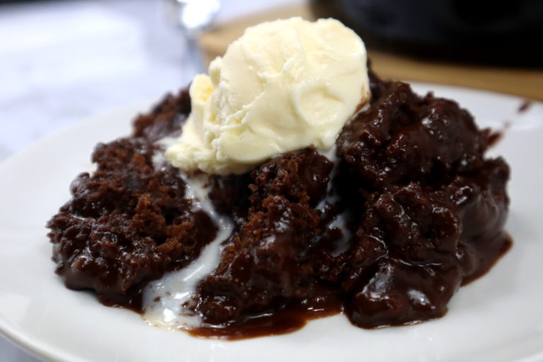 Easy Slow Cooker Lava Cake - The Freckled Cook