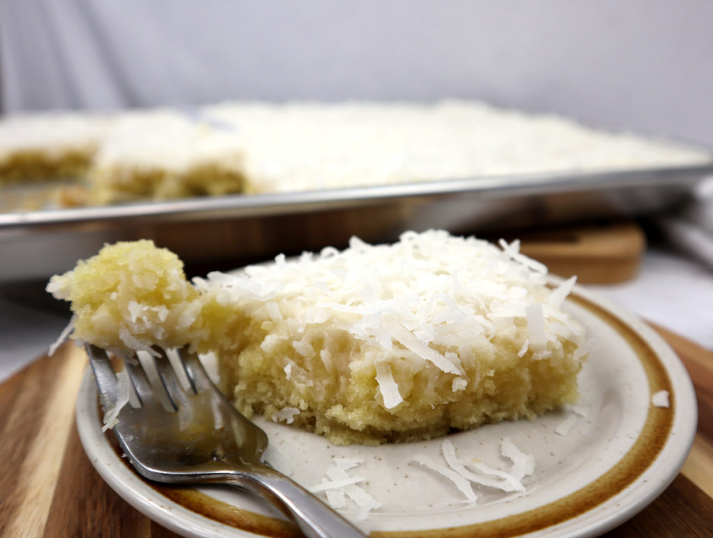 Easy Coconut Sheet Cake Recipe - The Freckled Cook