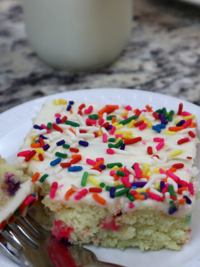 Easy Funfetti Sheet Cake - The Freckled Cook