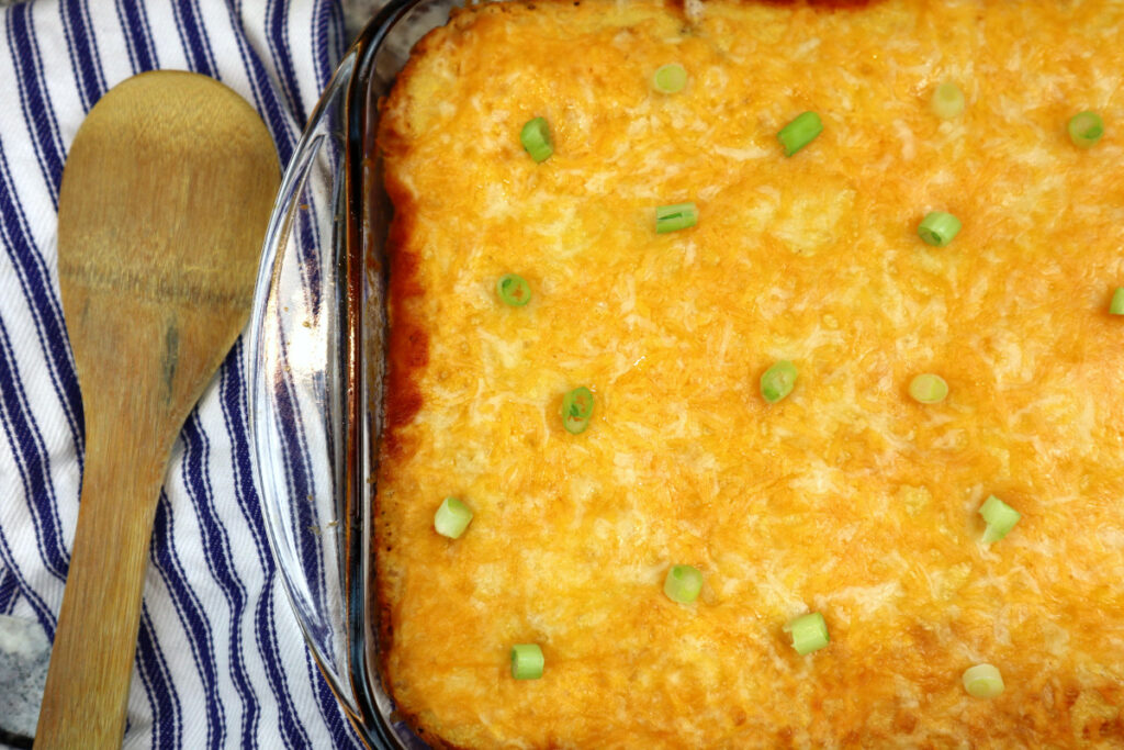 Easy Chili Cornbread Casserole Recipe - The Freckled Cook