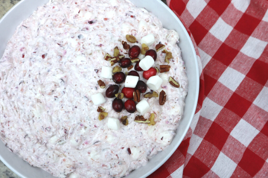 Easy Cranberry Cheesecake Fluff Salad - The Freckled Cook