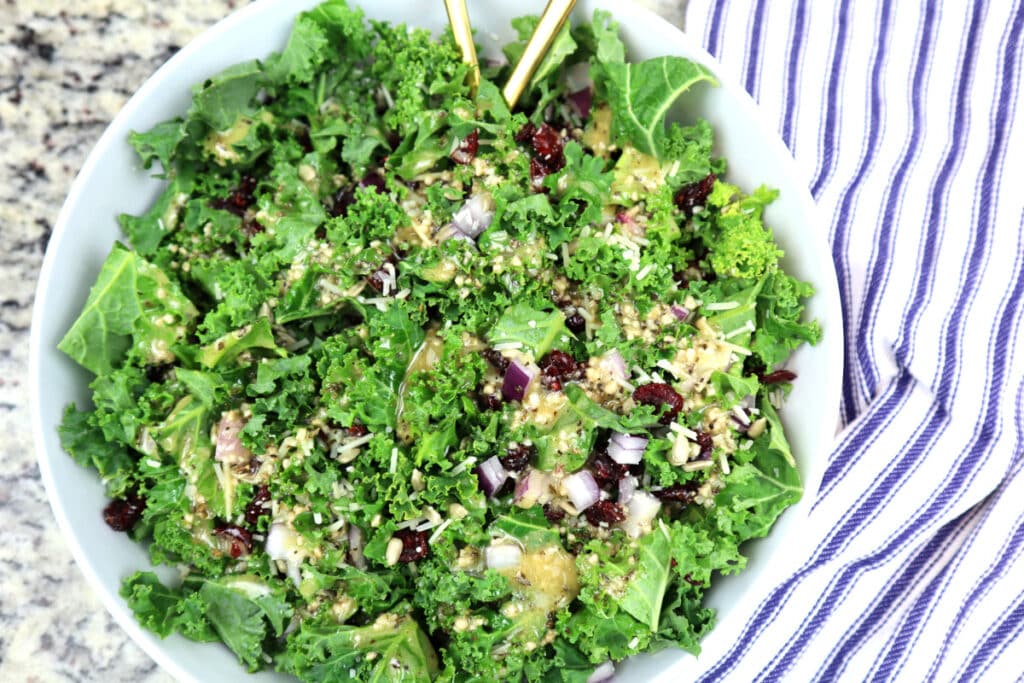 Best Kale Salad Recipe with Simple Olive Oil Dressing - The Freckled Cook