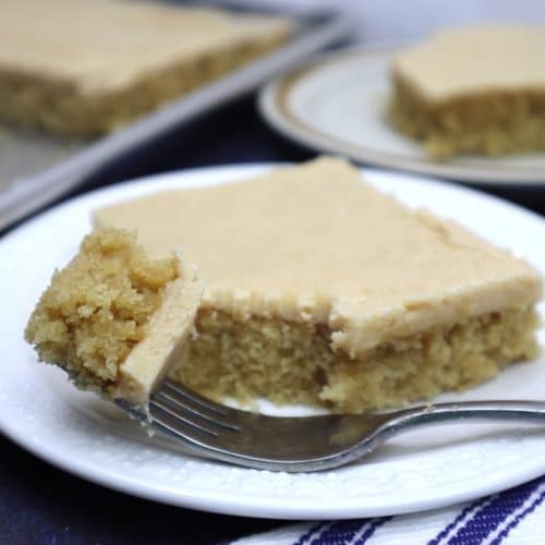 Easy Peanut Butter Texas Sheet Cake Recipe - The Freckled Cook